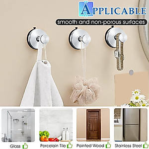 WAYCOM Suction Cup Hooks for Shower, 2Pcs Towel Hooks for Bathroom Wall SUS304 Vacuum Stainless Steel Shower Hooks Bathroom, Kitchen, Glass Door, Tile – Loofah, Towel, Coat, Bath Robe Hook Holder