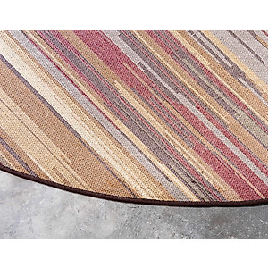 Unique Loom Barista Collection Area Rug - Icatu (4' 1" Round, Beige/ Brown)