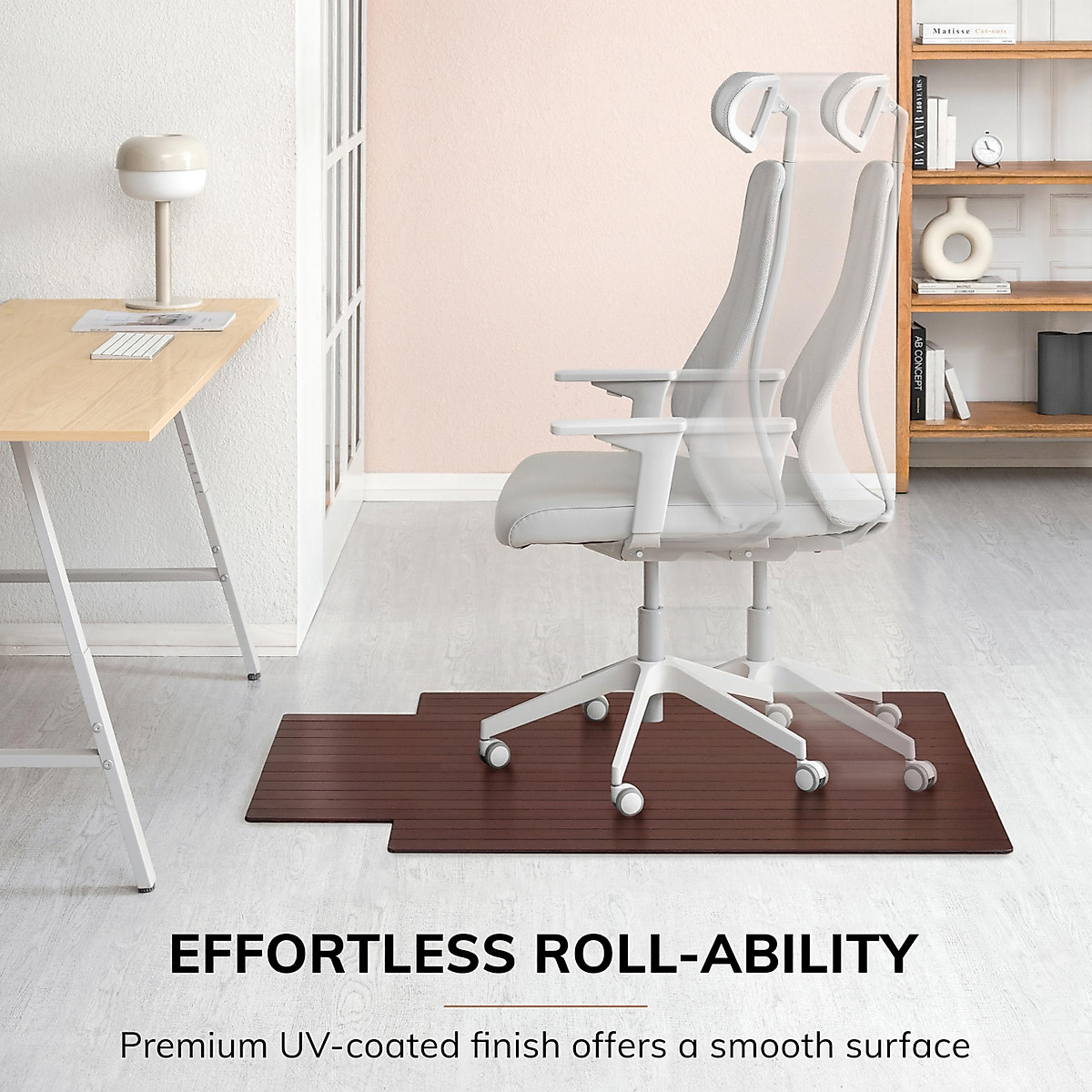 Anji Mountain Standard Bamboo Roll-Up Chairmat, 36 x 48-Inch, 8mm Thick, Dark Cherry