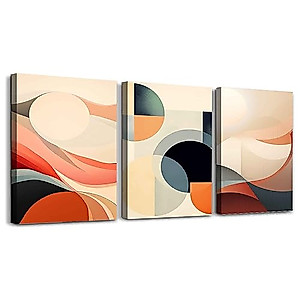 VHOMES Geometric Abstract Art Wall Art Prints for Office Home Art Wall Decoration - Set of 3 - Framed