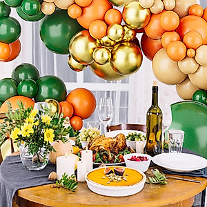 Deiiom Orange Green Balloons Arch Garland Kit-133Pcs Metallic Gold Balloon Nude Balloon for Bridal Shower，Christmas，Birthday，Wedding，Thanksgiving Party Decoration.