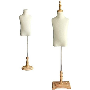 Tailors Dummy Kids Mannequin Half Body Torso with Wooden Round Base |for 2-8 Years Old Child Clothing Display Dressmakers Dummy
