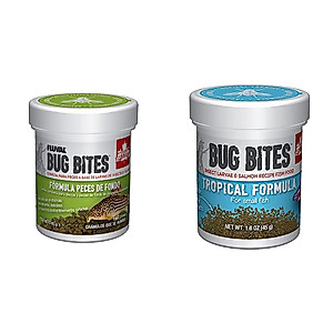 Fluval A6586 Bug Bites Bottom Feeder Granules 1.59 oz, Small to Medium Fish A6577 Bug Bites Tropical Fish Small Granules 1.59 oz, Small to Medium Fish