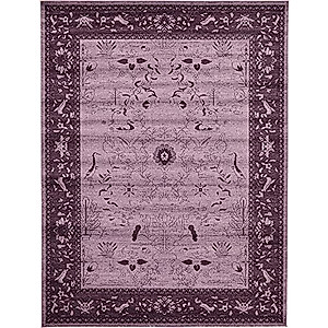 Unique Loom La Jolla Collection Farmhouse, Contemporary, Botanical, Traditional, Vintage Area Rug, 10 x 13 ft, Violet/Dark Purple