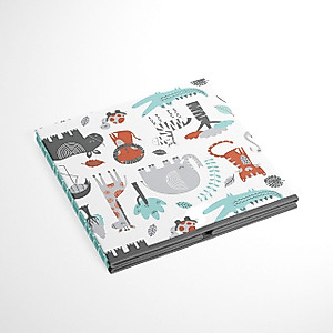 Bacati - Small Storage Tote Safari Animals Aqua/Orange/Gray Boys 10 x 10 x 10 inches