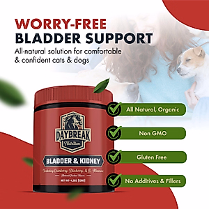 Bladder and Kidney Relief for Dogs & Cats by Daybreak Nutrition | Powder Cranberry Supplement for Dogs and Cat for UTI Treatment & Urinary Support | Dog & Cat Urinary Tract Infection Remedy Supplement