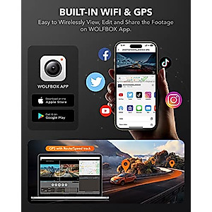 WOLFBOX Dash Cam Front and Rear, D07 4K Dash Camera for Cars with WiFi GPS, 4K/2.5K + 1080P Dual Dashcam with 2.45" LCD, 170°FOV, Night Vision, Loop Recording, Smart Parking Monitor, Magnetic Mount