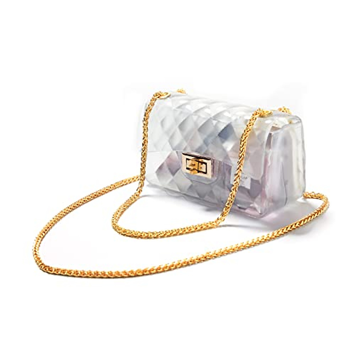 Mum's memory Semi Clear Purse for women Jelly Bag Clear Clutch Bag Stadium Approved Clear Crossbody Shoulder Clutch Handbag Cute Fashion Design See Through Clutch Mini Shoulder Bag