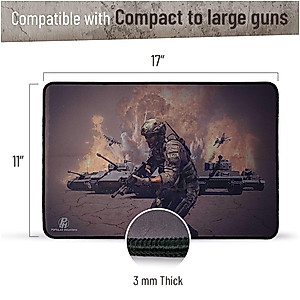 Gun Cleaning Mat for All Guns by PH - Gun Mat Measures 11"x17"x 0.3 mm - Oil and Solvent Resistant Padded Non-Slip - Compatible with Small to Large Pistols - Workbench Mat for Firearm - Stitched