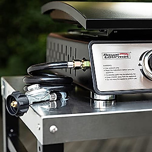 Royal Gourmet PD2301S 3-Burner 25,500 BTU Portable Gas Grill Top Hard Cover, 24-Inch Tabletop Griddle Station for Outdoor Camping, Tailgating, Picnicking, Silver & Black