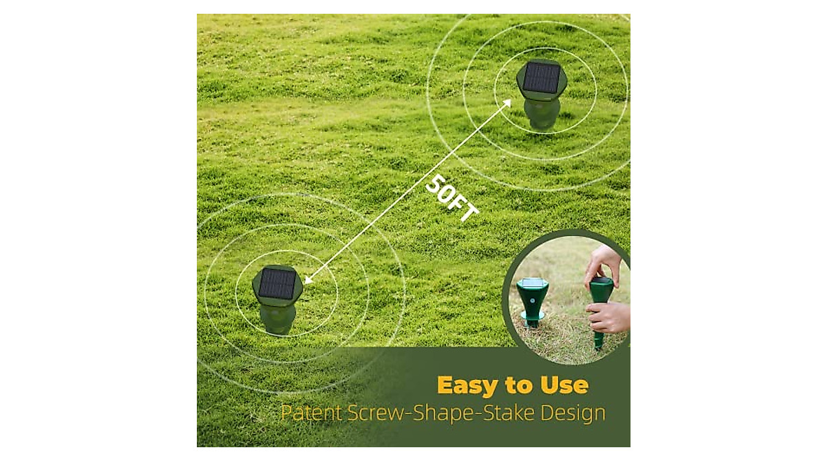Mole Repellent Screw Solar Powered Outdoor Groundhog Deterrent ...