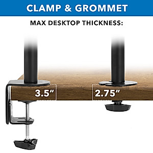 Mount-It! Triple Monitor Mount 3 Screen Desk Stand for LCD Computer Monitors for 19 20 22 23 24 27 Inch Monitors VESA 75 and 100 Compatible Full Motion, 54 lbs Capacity (MI-1753),Black