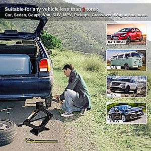 AUTOINS Scissor Jack Set-2 Ton (4409 lbs) Upgraded Double Tooth Spiral Car Jack Kit,Quick Lifting Tire Changing Kit,Car Tire Jack for Auto/SUV/MPV