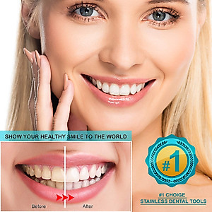 Dental Tools, 6 Pack Teeth Cleaning Tools Stainless Steel Dental Scraper, Pick Hygiene Set with Mouth Mirror, Tweezer for Dentist, Personal Using, Pets - Teeth Cleaning Kit - Dental Cleaning Kit