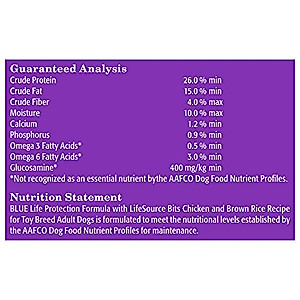 Blue Buffalo Life Protection Formula Natural Adult Toy Breed Dry Dog Food, Chicken and Brown Rice 4-lb
