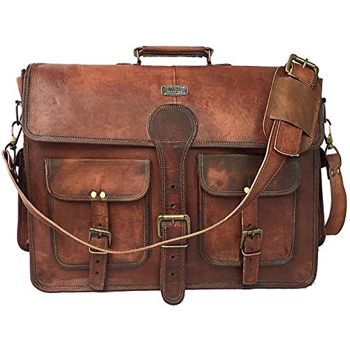 Cuero DHK 16 Inch Vintage Handmade Leather Messenger Bag Laptop Briefcase Computer Satchel Bag for Men & Women (16 Inch Medium)