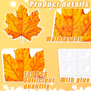 Fall Bulletin Board Decorations Fall Leave Cutout Autumn Thanksgiving Artificial Leaf Cutout Maple Paper Leave with Glue Point Dot for Classroom Bulletin Board Wall Decoration, 3.94 x 3.5 In (135 Pcs)