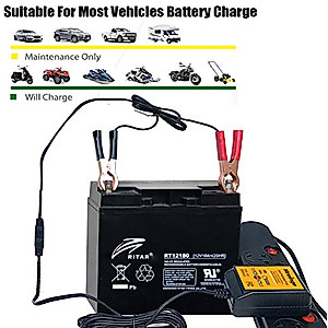 Mroinge MBC022, 12V 2A Lead Acid & Lithium(LiFePO4) Automatic Trickle Battery Charger Smart Battery Maintainer for Car Motorcycle Lawn Mower Boat ATV SLA AGM Gel Lithium(LiFePO4) and More Batteries