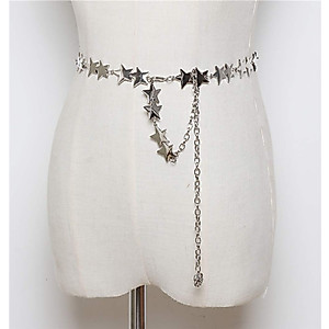 Nanxson Women's Metal Chain Waist Belt Skinny Belt Sweater Jeans Dress Belt (43in,Silver-190)