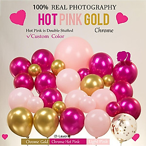 FROUFING Pink and Gold Balloon Garland Arch Kit 117Pcs Chrome Pink With Rose Gold confetti balloons and star for Sweet Girl baby shower women 15/16/21th birthday Party Decorations