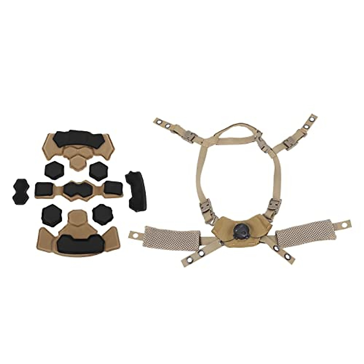 Helmet Dial Suspension System Chin Strap, 24 Hook and Fasteners Nylon Sponge Helmet Padding Kit Easy to Install for Cycling (Mud Spongeand Suspension)