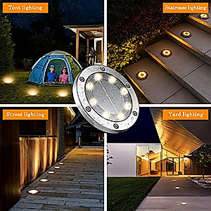 Solar Garden Lights, Plastic Diamond Cover Solar Ground Disk Lights Out Door Waterproof, Decorative Path in-Ground Lights Powered by Solar, for Lawn, Path, Yard, Step and Walkway (warm,4 pack)