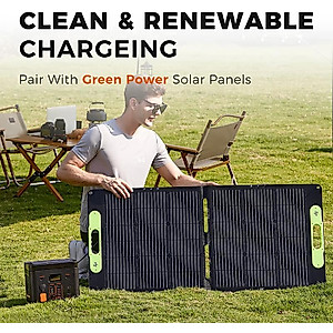 Solar Generator 320W Portable LiFePO4 Power Station 320Wh and Solar Panel 100W with 2 AC Outlet 110V/300W(Peak 480W), Solar Mobile Battery Backup for Outdoors Camping Travel Hunting and Home Emergency