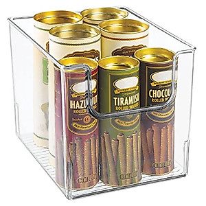 mDesign Modern Plastic Open Front Dip Storage Organizer Bin Basket for Kitchen Organization - Shelf, Cubby, Cabinet, Cupboard, and Pantry Organizing Decor - Ligne Collection - Clear