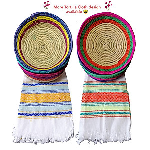 Handwoven Palm Baskets by Jacq & Jürgen - 3 Pack Multicolor - Medium Size Bundle - Traditional Mexican Tortillero