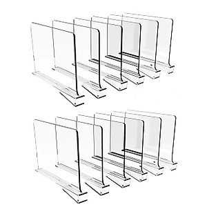 Generic Set of 12 Acrylic Shelf Dividers - Clear, Stylish, Durable Organizers for Closet, Towel, and Home Storage - Practical, Stylish, and Functional Shelf Dividers, SA001