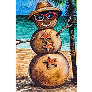 Texupday Smile Sunglasses Snowman Sunbathing on the Beach Hawaii Winter Garden Flag Outdoor Yard Flag 12" x 18"