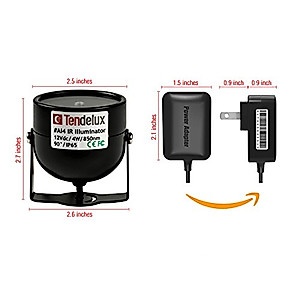 Tendelux 80ft IR Illuminator | AI4 No Hot Spot Wide Angle Infrared Light for Security Camera (w/Power Adapter)
