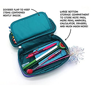 OMG ORGANIZE MY GEAR Cute Pencil Case for Kids, Pen Storage Pouch Large Capacity, Zipper Mesh Pocket Compartment, Multi-Slot Pencil Bag Pen Case (Iridescent Silver)