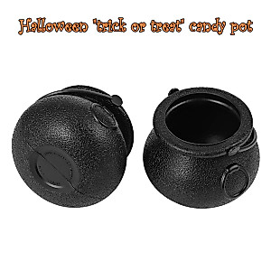 12pcs Halloween Trick Or Treat Pots Mini Witch Cauldron Pots Pumpkin Candy Bucket Novelty Candy Holder Pot with Handle Party Favors Supplies Decoration