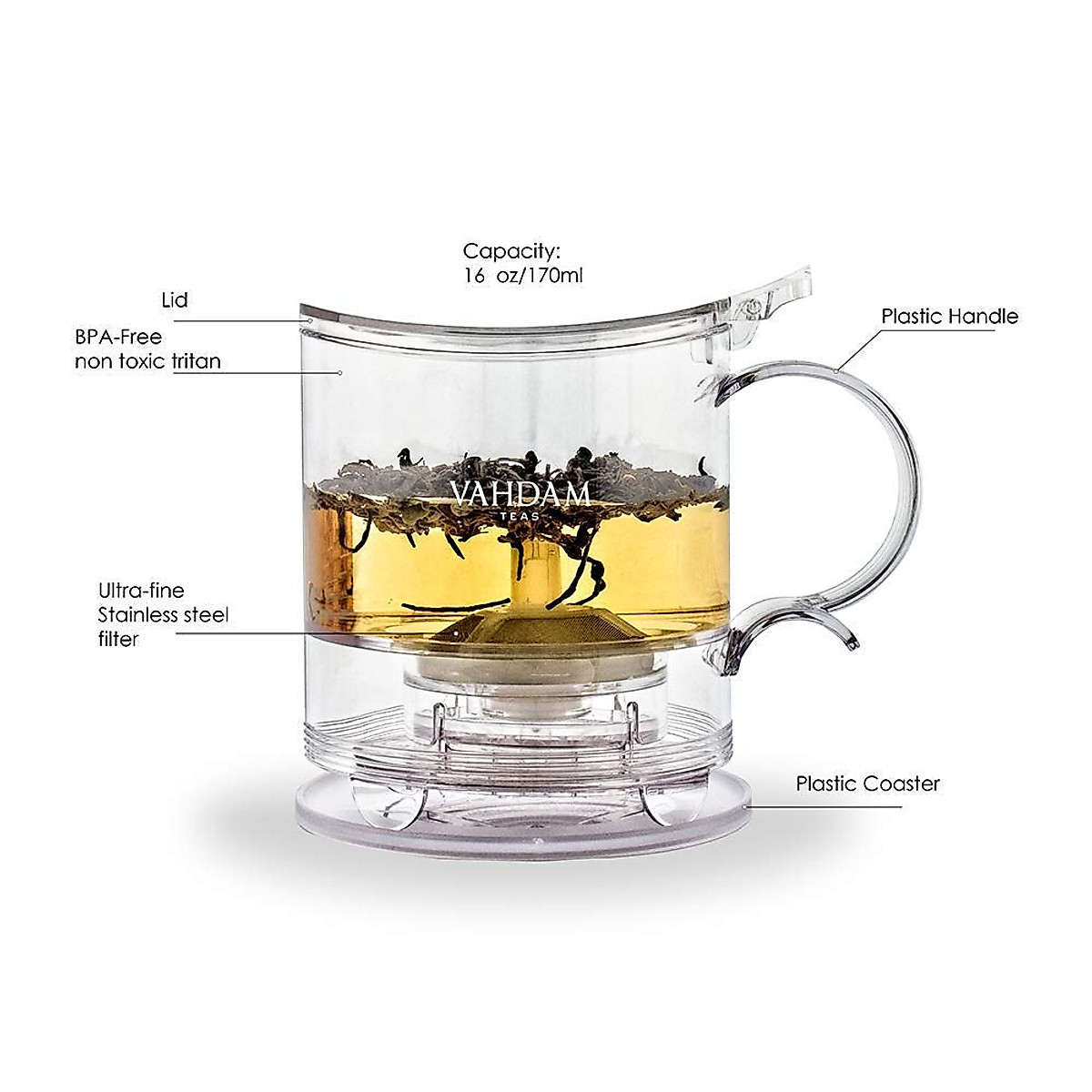 VAHDAM, Perfect Serve Tea Spoon & Imperial Tea Maker, 16 oz, Bottom Dispensing Tea Pot