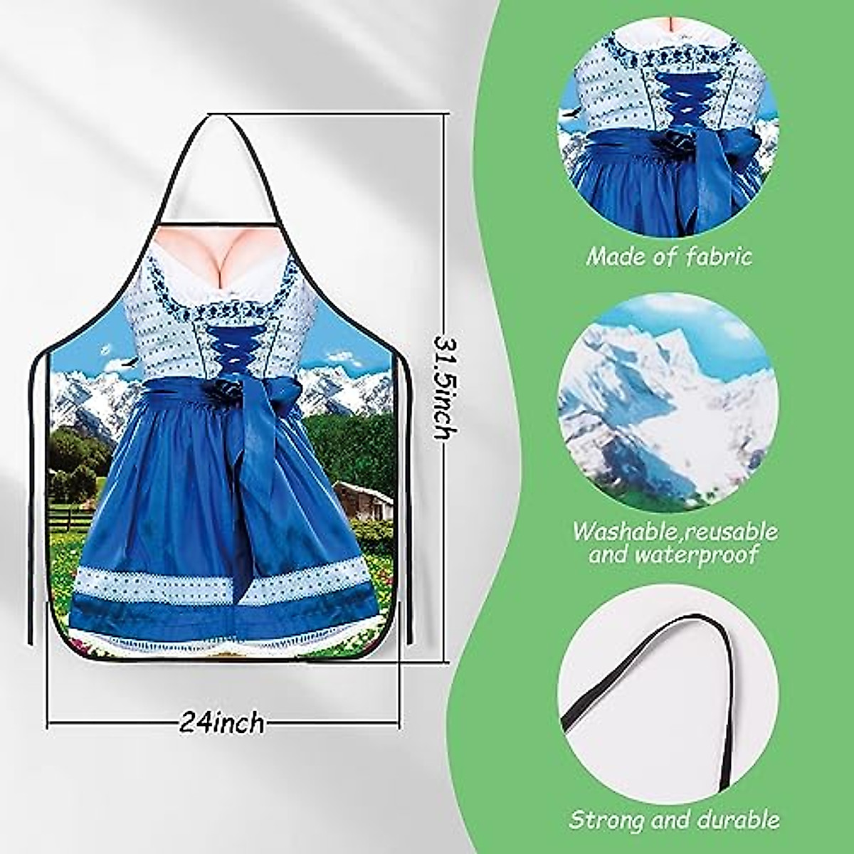 Jeyiour 4 Pcs Oktoberfest Apron Female Dirndl Dress Novelty Apron German Costume Oktoberfest Party for Women Beer Festival (Cute)