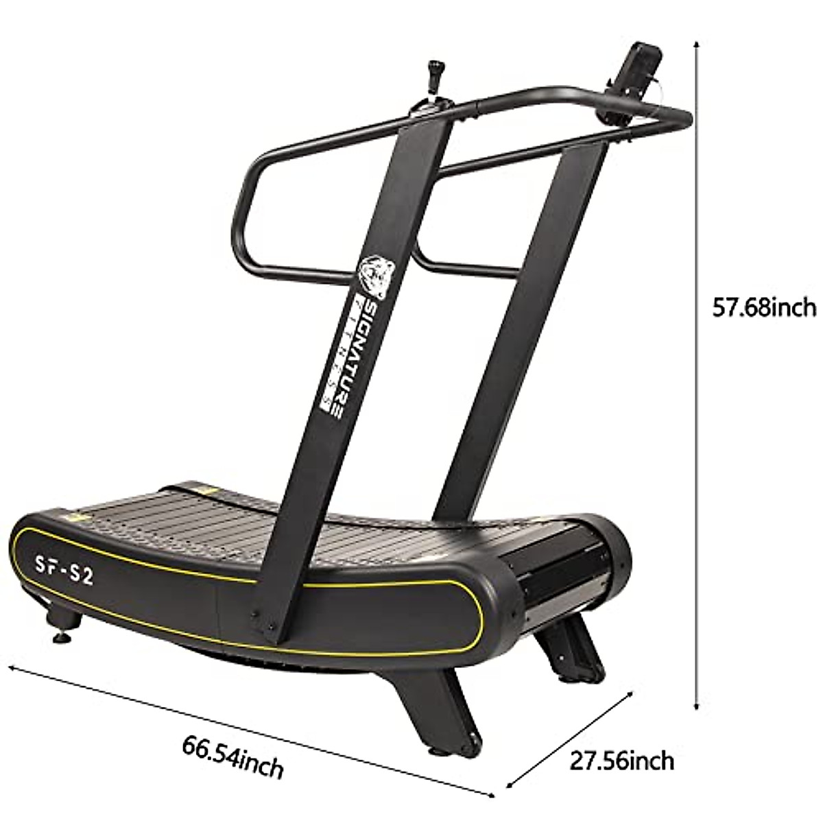 Signature Fitness SF-S2 Sprint Demon - Motorless Curved Sprint Treadmill with Adjustable Levels of Resistance - Drastically Increases Intensity of Running and Walking,Black