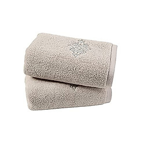 sense gnosis 100% Cotton Beige Hand Towel Set of 2 Super Thick Soft Highly Absorbent Embroidered Decorative Hand Towels for Bathroom Home Hotel Spa 13 x 29 Inch