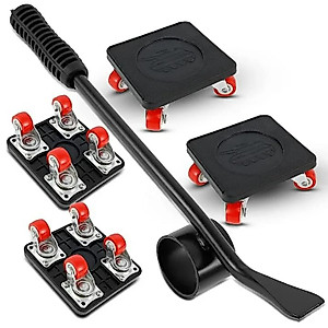 Furniture Lifter Tool for Heavy Furniture,4 Pack 360°Rotation Wheels and 1 Furniture Jack,Appliance Slider Mover Kit 880LB Heavy Duty Rollers for Sofa Refrigerators Hard Floor Couch