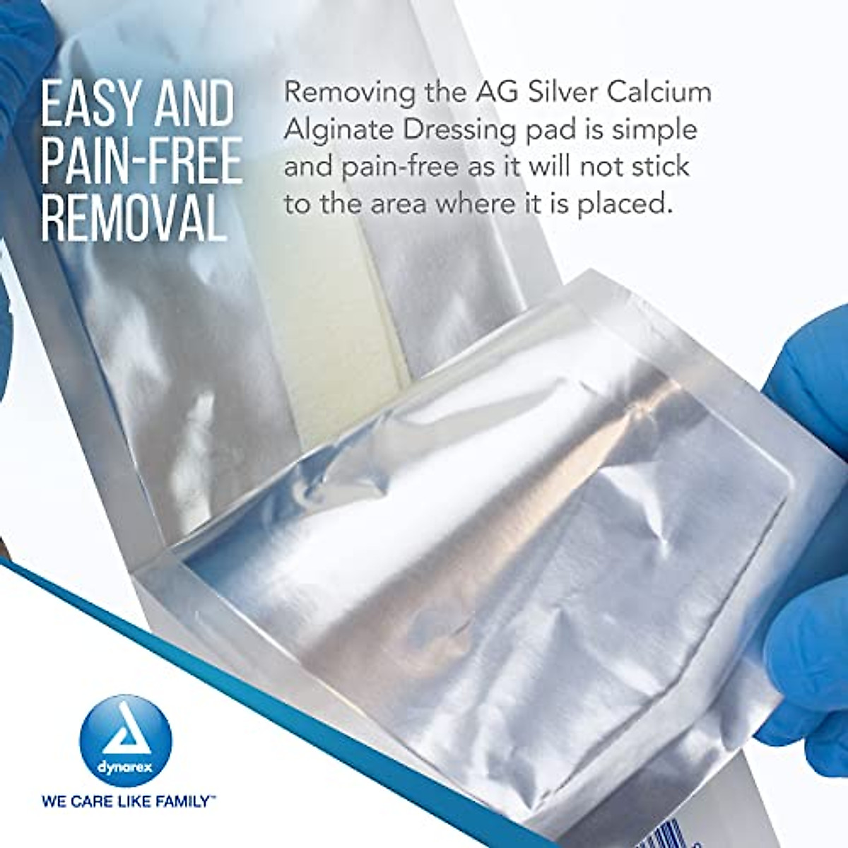 Dynarex DynaGinate AG Silver Calcium Alginate Rope Dressings - ¾"x12", Calcium Alginate Wound Dressing with Silver Ions, 1 Box of 5 DynaGinate AG Silver Calcium Alginate Rope Dressings - ¾"x12".