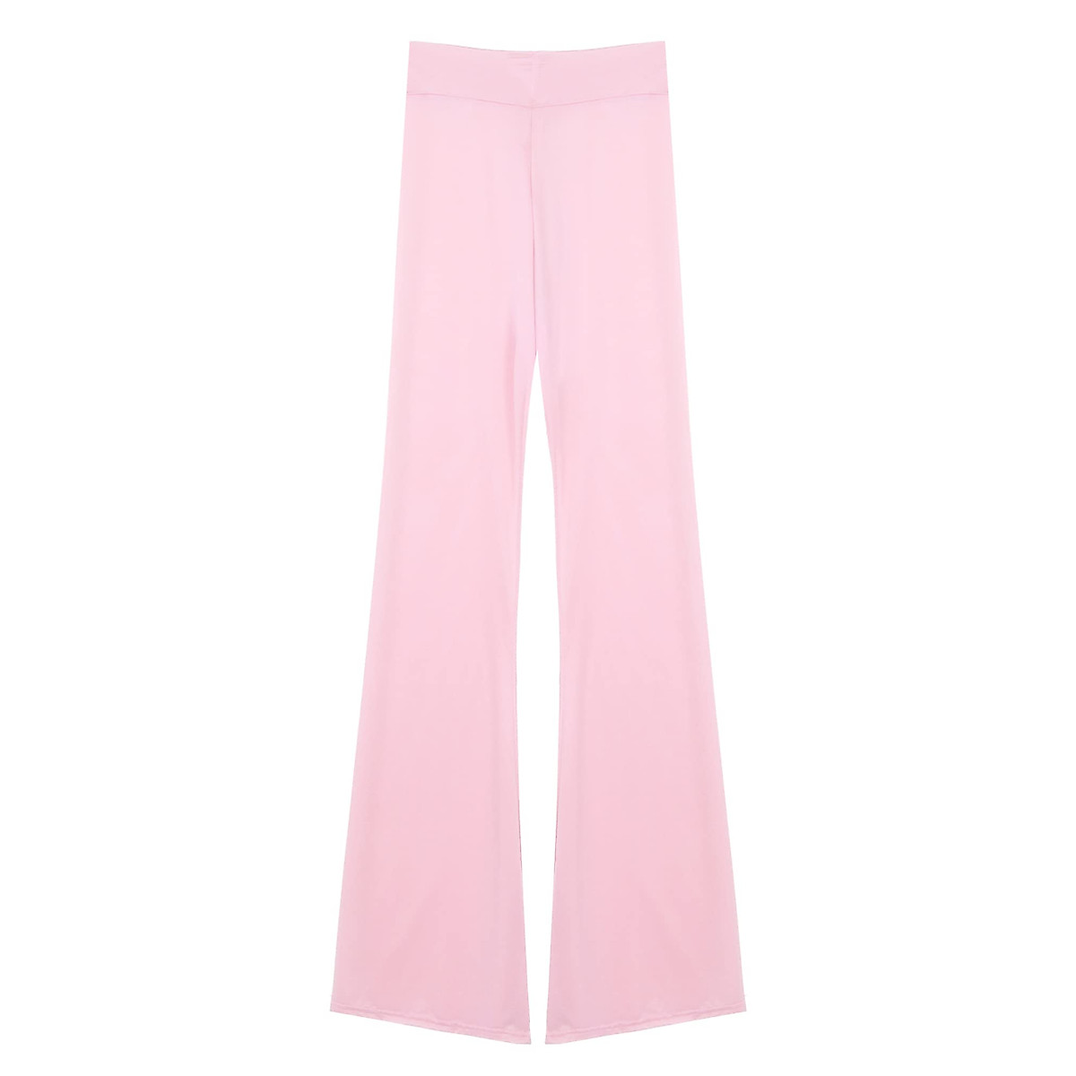 Jhaoyu Women Semi See-Through Zipper Crotch Flare Yoga Pants High Waisted Bootcut Wide Leg Workout Leggings Pink One Size