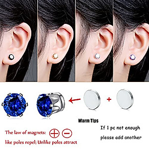 Spiritlele 12 Pairs Colors Cubic Zirconia Magnetic Earrings Clip on Non Piercing Earrings Set Unisex (Six Prong Cytal)