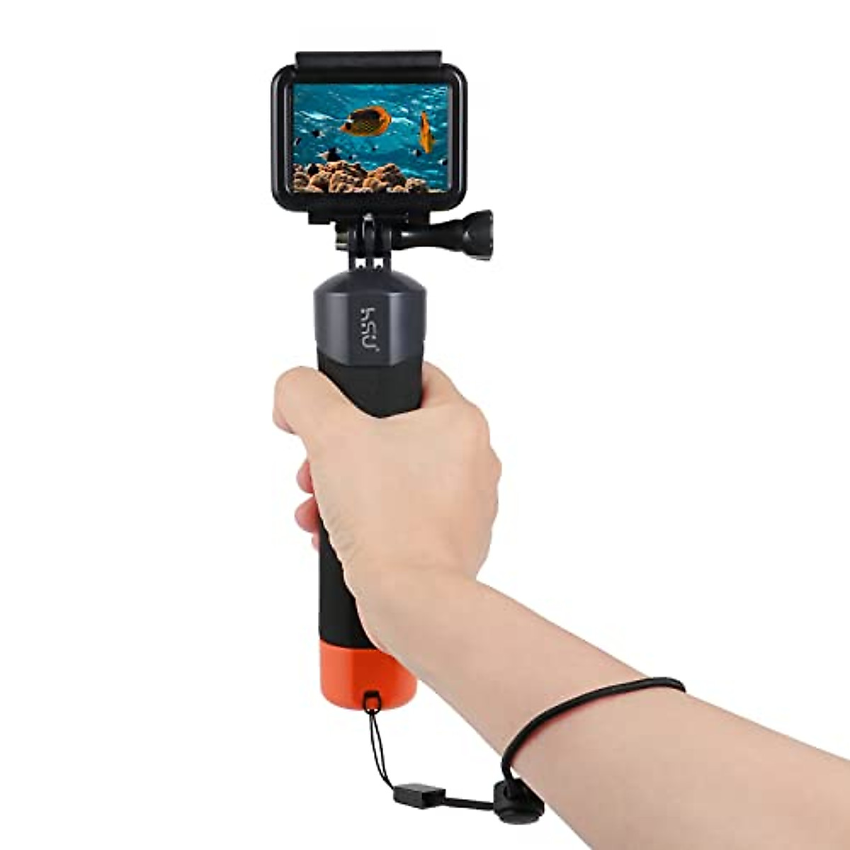 HSU Floating Hand Grip Waterproof Monopod Compatible with GoPro Hero 11/10 Black/Hero 9 Black, Handle Mount for Hero 8/7/6/5/4/ AKASO Campark Osmo Action Camera/Xiao Yi Action Camera