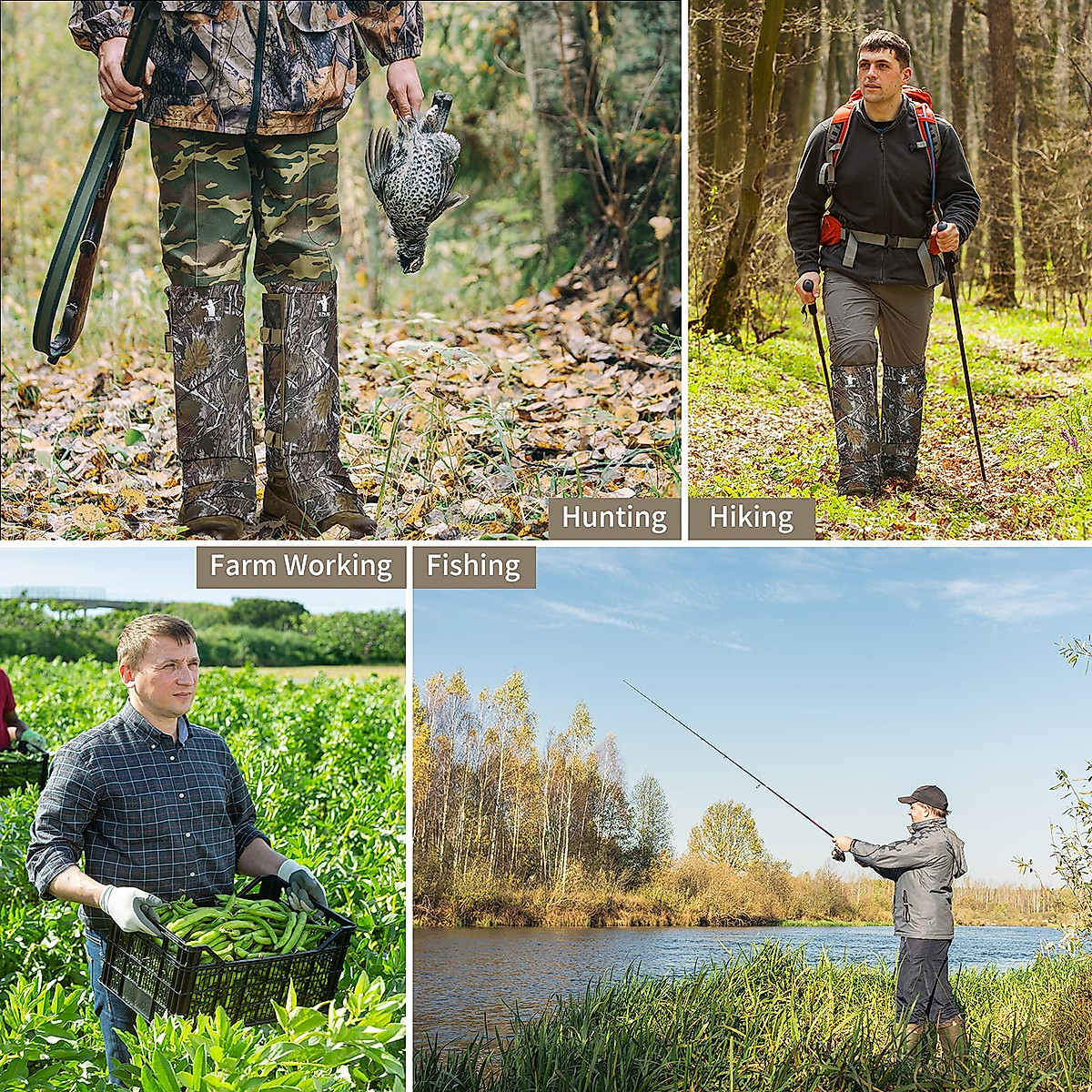 GearOZ Snake Gaiters Snake Chaps, Waterproof Lower Legs Snake Guards, Snake Bite Protective Gaiters, Anti-Snake Boots for Men/Women, Adjustable Size for Hunting/Hiking/Farm Working, Camo