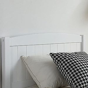 TOVRON Wood Bed Frame Twin Size with Curved Headborad and Footboard White Platform Bed with Wood Slat Single Panel Bed with Extra Support, No Box Spring Needed