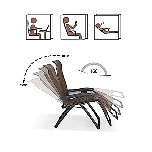PURPLE LEAF Outdoor Zero Gravity Lounge Chair Patio Wicker Rattan Recliner Chairs Beach Pool Lawn Camping Indoor Office Deck Lounger Chair for Outside Folding Reclining Chair, Bronze
