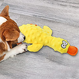 Qmisify Stuffed Duck Dog Toy - Puppy Squeaky Toys | Stimulate Appetite Duck Dog Toy, Squeaky Pet Toy, Plush Dog Chew Toy for Large Dogs