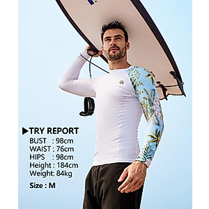 HUGE SPORTS Men's Rash Guard Long Sleeves UPF 50+ UV Sun Protection Quick Drying Splice Compression Swim Shirts