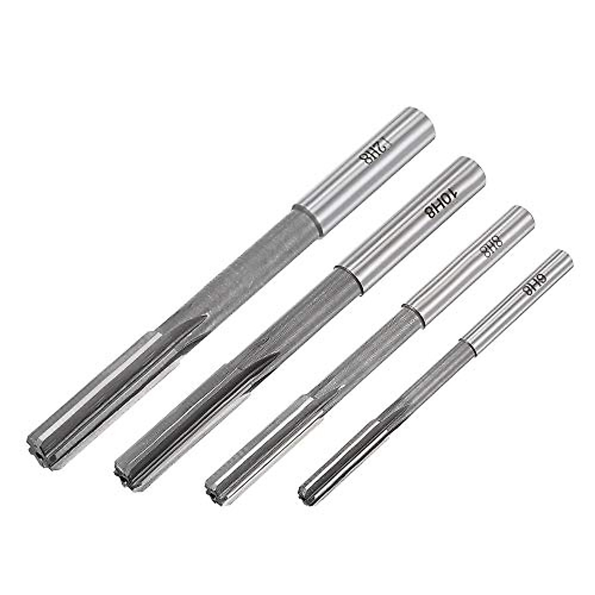uxcell Chucking Reamer Set Lathe Machine Reamer Straight Flute Milling Cutter High Speed Steel H8 Tolerance (6mm 8mm 10mm 12mm) 4pcs