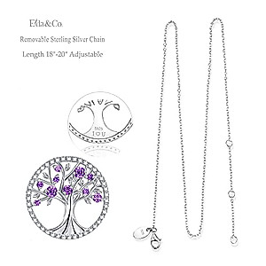 ELDA & CO. Tree of Life Necklace for Wife Mom Birthday Gifts February Birthstone Amethyst Jewelry for Women Sterling Silver Fine Jewelry